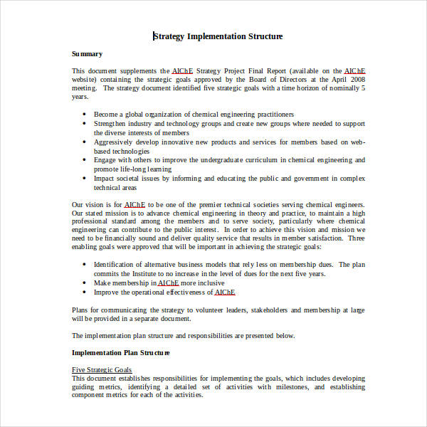 Implementation Model Template