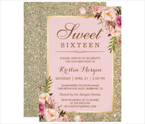 11 Sweet Sixteen Birthday Invitation Designs Templates PSD AI
