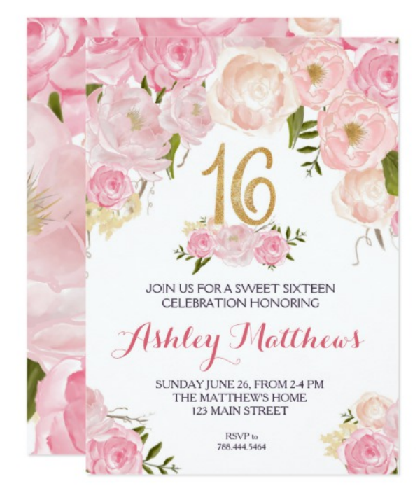 Sweet 16 Invitations Templates Free