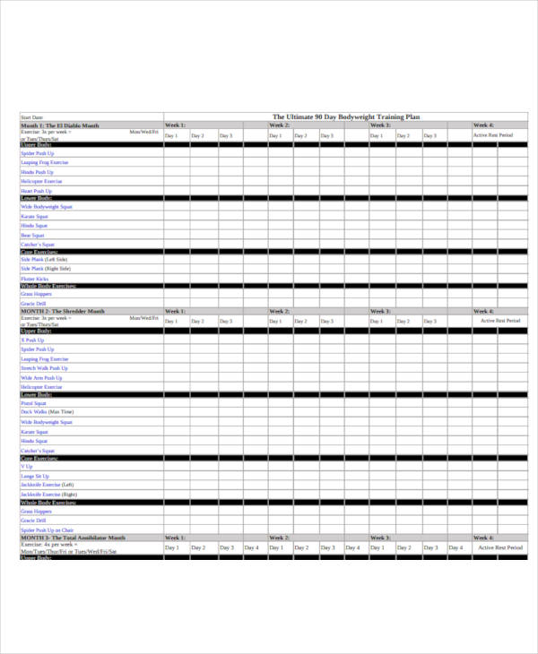 9+ 90-Day Workout Plan Templates - PDF, Word