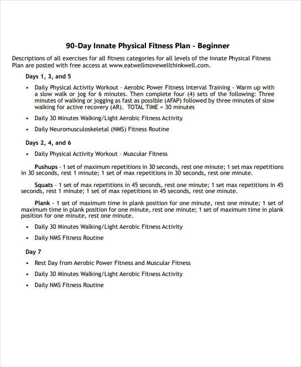 9+ 90-Day Workout Plan Templates - PDF, Word