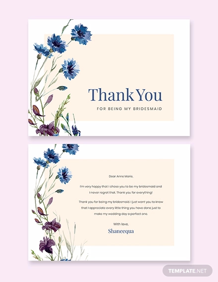 9 Bridesmaid Thank You Cards Designs Templates PSD AI