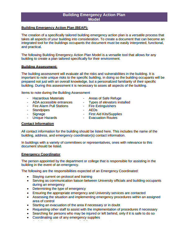 13 Emergency Action Plan Templates PDF Docs