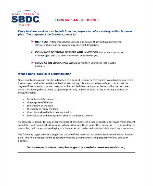 13 Business Plan Guideline Templates PDF Word Docs