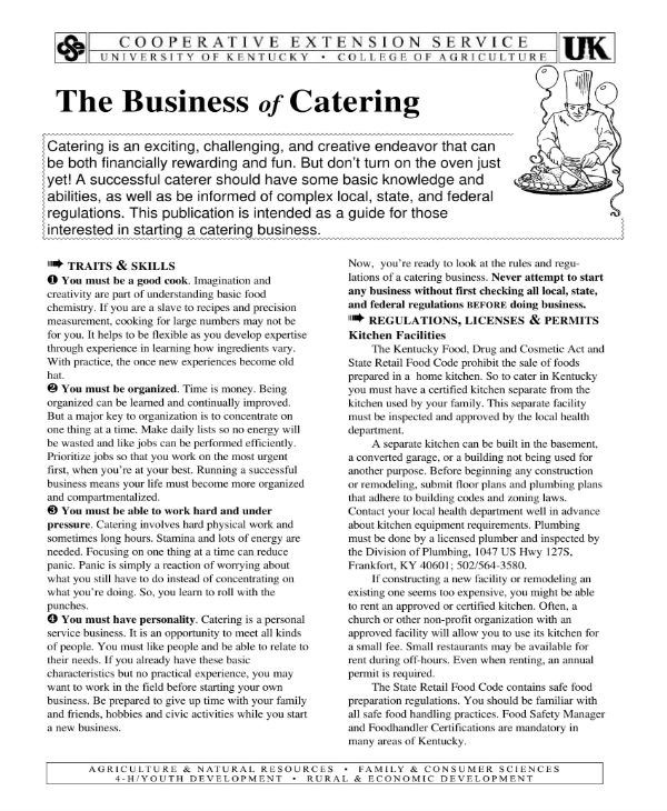 4 Catering Company Business Plan Templates PDF 4 Catering Company Business Plan Templates PDF