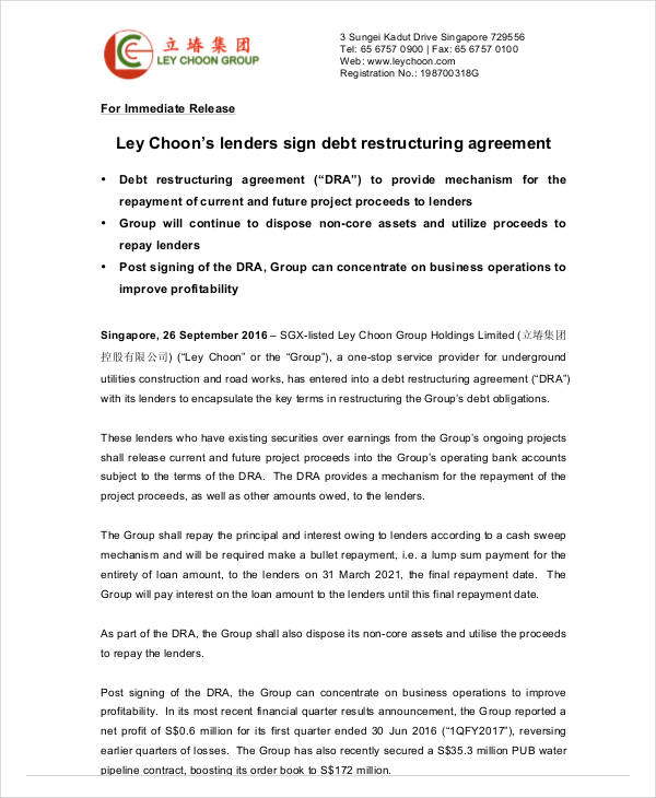 8+ Restructuring Agreement Templates - PDF, DOC