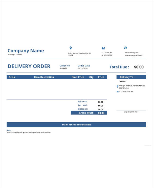 25+ Delivery Order Templates - Word, Google Docs
