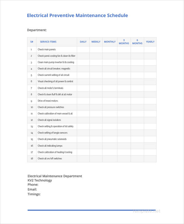 37 Preventive Maintenance Schedule Templates Word Excel PDF Free 