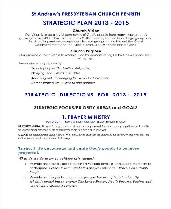 13 Church Strategic Plan Templates PDF Word 13 Church Strategic Plan Templates PDF Word