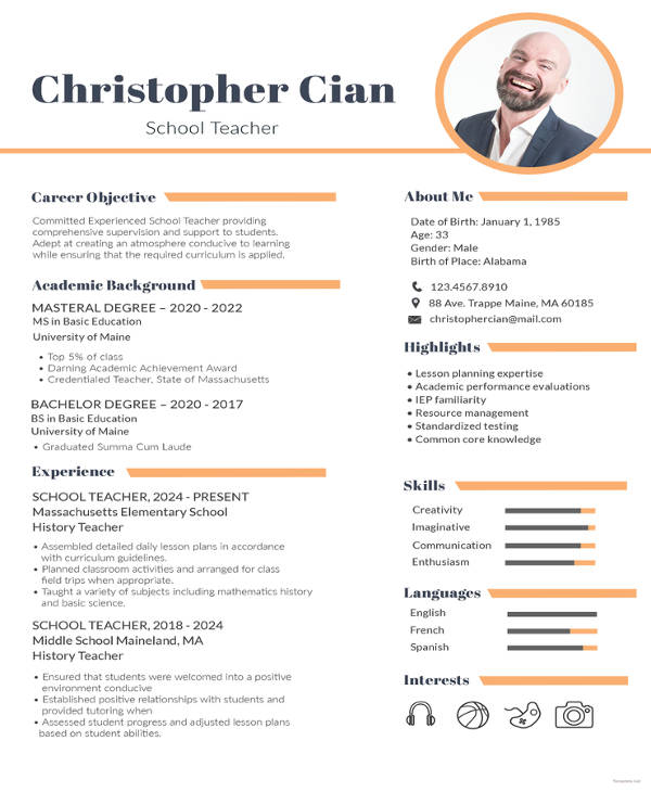 Teacher Resume Sample - 37+ Free Word, PDF Documents Download