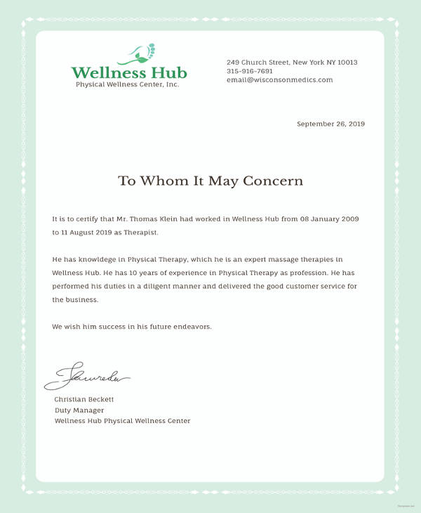 Template Of Experience Certificate