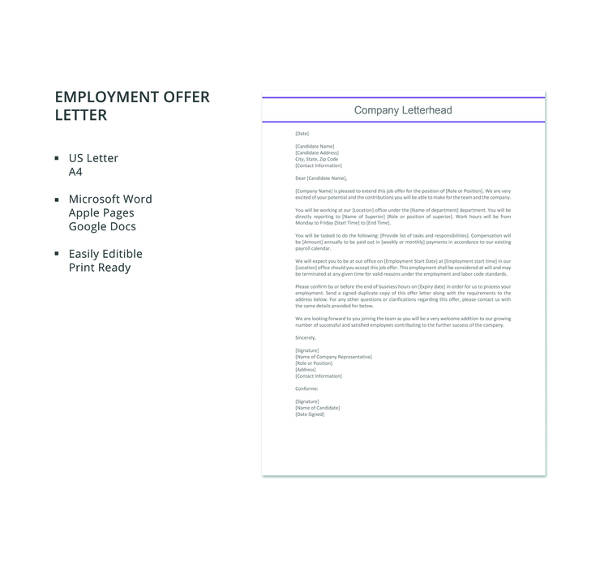Company Offer Letter Template - 10+ Free Word, PDF Format Download!