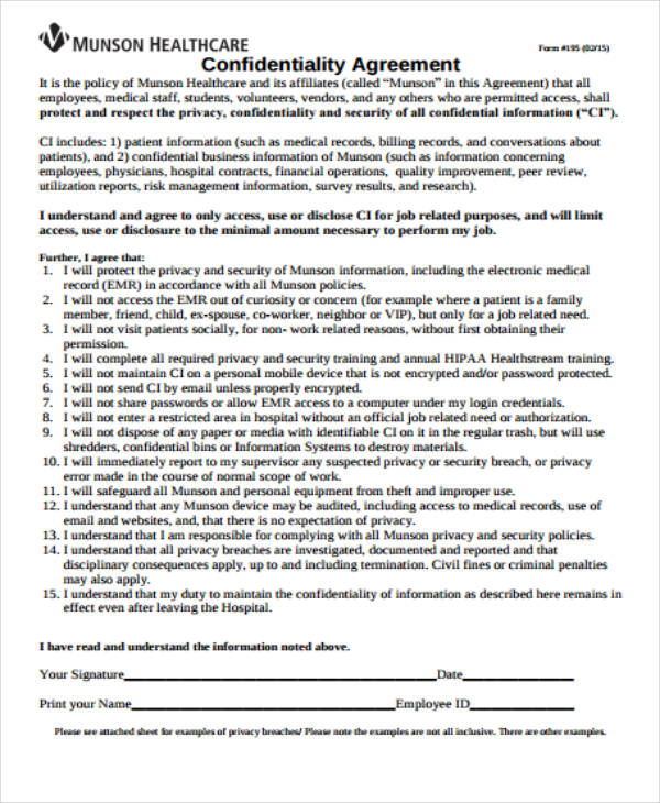11+ Medical Confidentiality Agreement Templates - PDF, Word