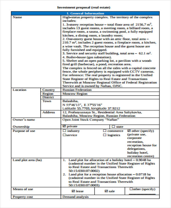 15+ Real Estate Investment Proposal Templates in PDF | MS Word | Apple ...