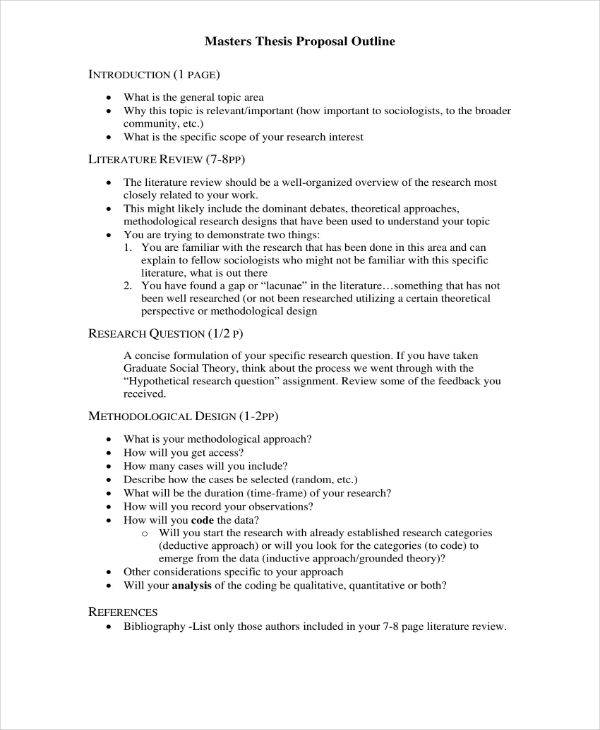 10 Thesis Proposal Outline Templates PDF Word