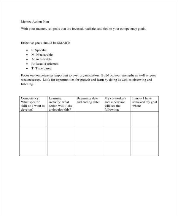 11+ Mentoring Action Plan Templates - PDF, Word