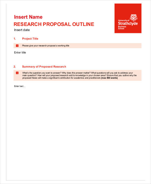 11+ Research Proposal Outline Templates - PDF