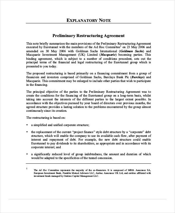 8+ Restructuring Agreement Templates - PDF, DOC