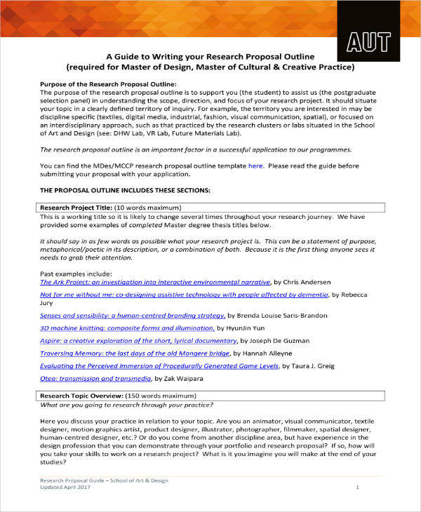 11+ Research Proposal Outline Templates - PDF