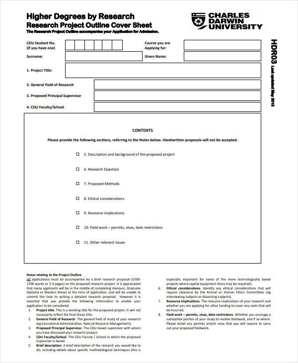 12+ Research Project Proposal Outline Templates - PDF