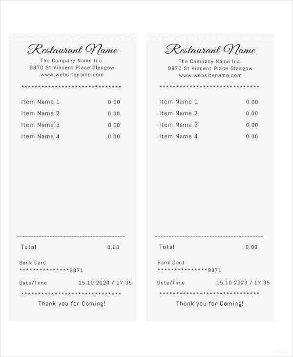 15+ Restaurant Receipt Templates - DOC, PDF