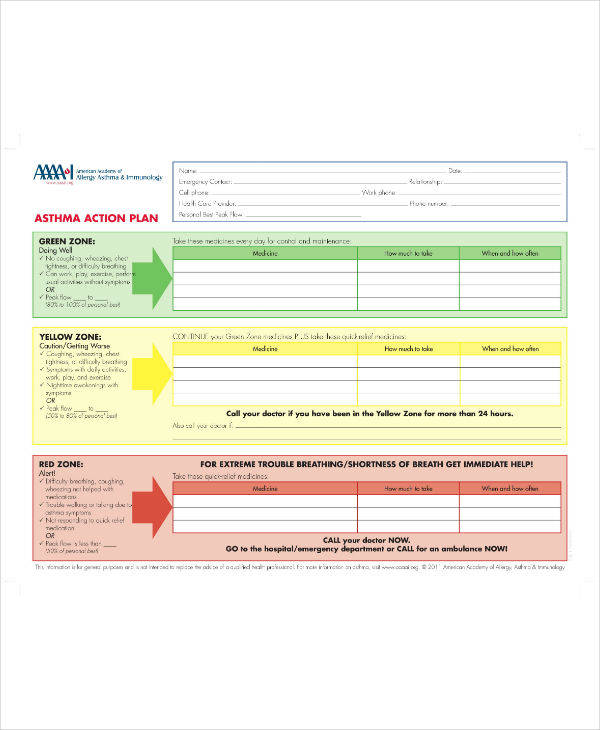13+ Asthma Action Plan Templates - PDF