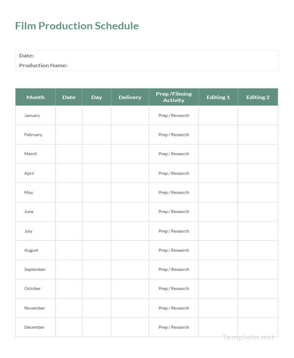 Film Production Schedule Template Free Film Production Schedule Template Free