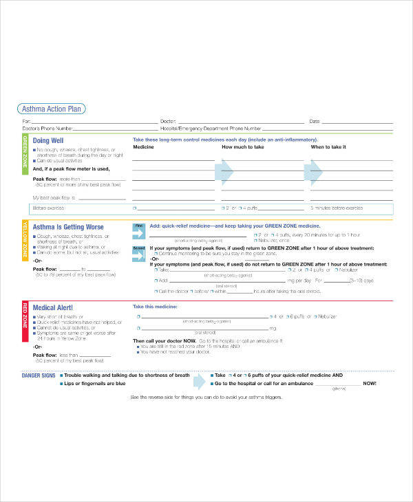 13+ Asthma Action Plan Templates - PDF