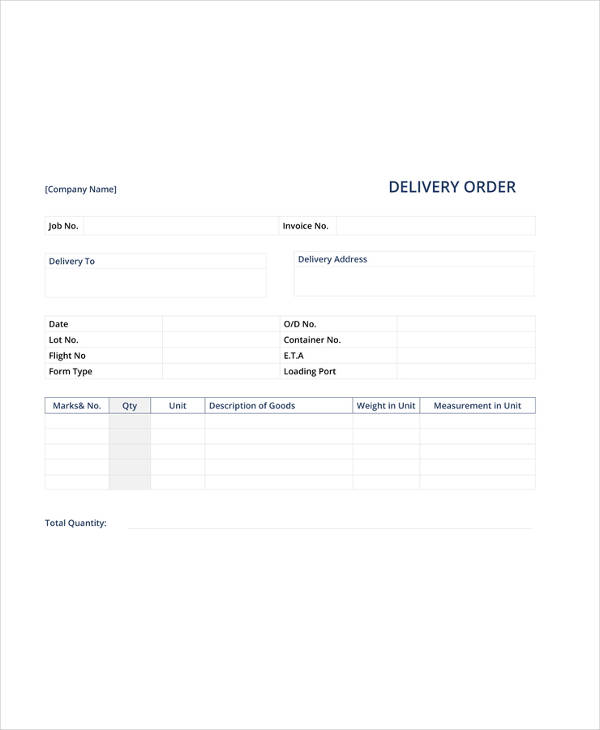 25+ Delivery Order Templates - Word, Google Docs