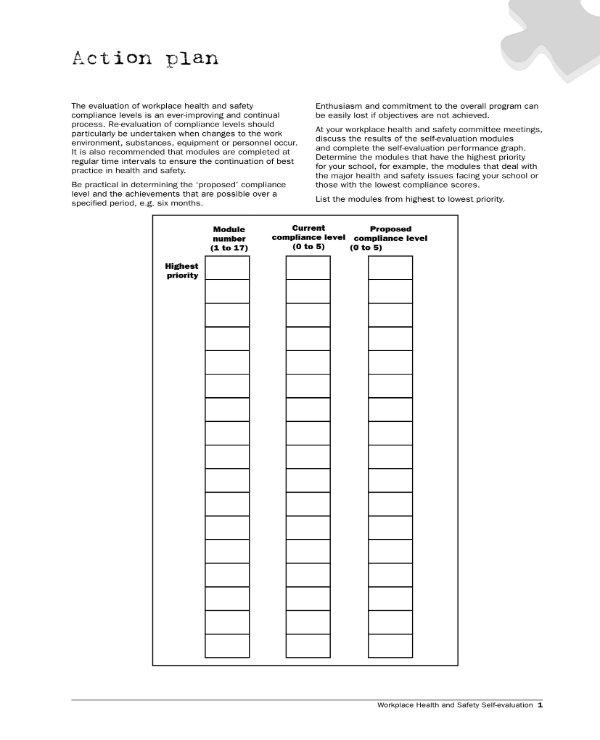 15 + Health and Safety Action Plan Templates - PDF, Google Docs, MS ...