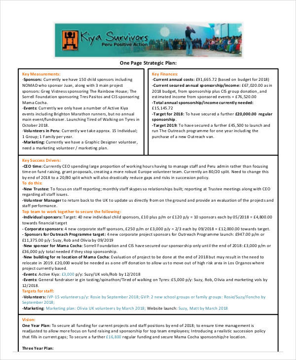 One Page Strategic Plan Template Word One Page Strategic Plan Template Word