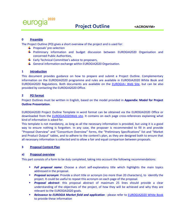 12+ Project Proposal Outline Templates - PDF, Word
