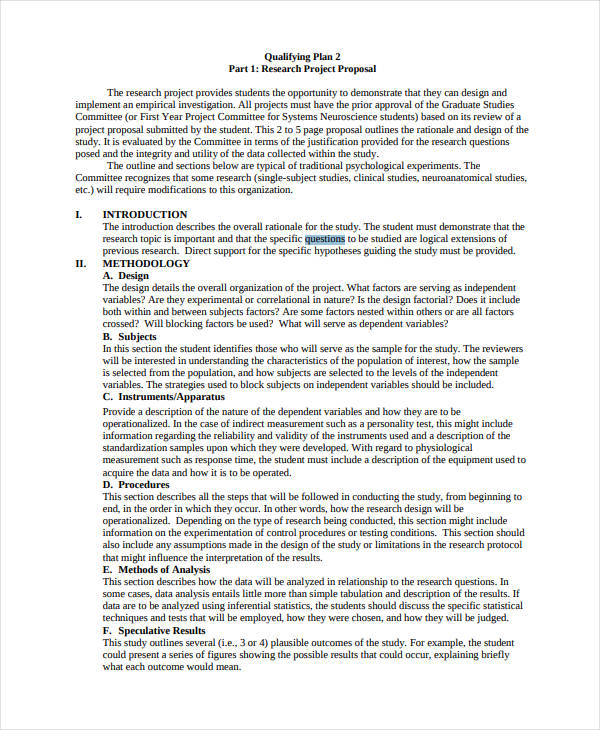 12 Research Project Proposal Outline Templates PDF
