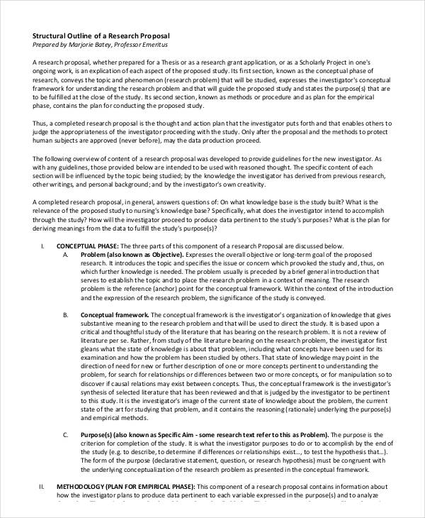 11+ Research Proposal Outline Templates - PDF
