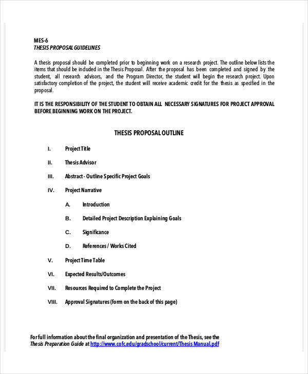 Research Proposal Outline Example