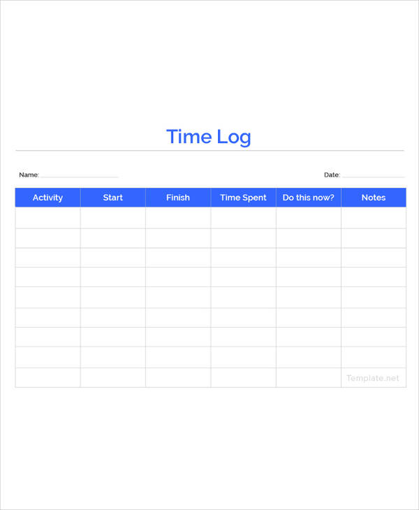 13+ Time Log Templates - PDF, Word, Excel