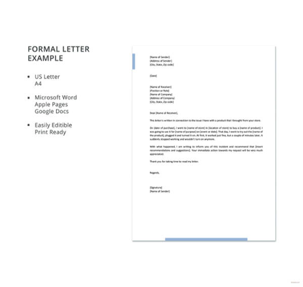 15+ Formal Letter Formats - PDF, DOC, Apple Pages, Google Docs