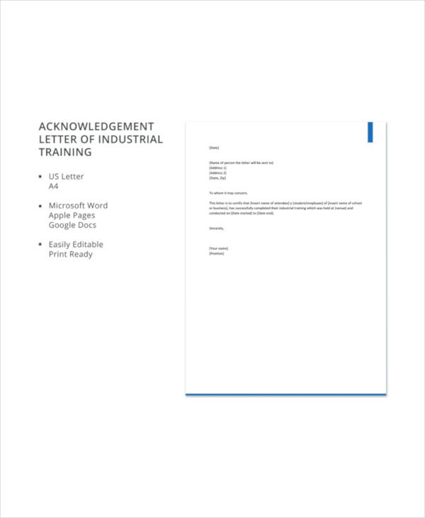 Training Acknowledgement Letter Templates - 14+ Free Word, PDF Format ...