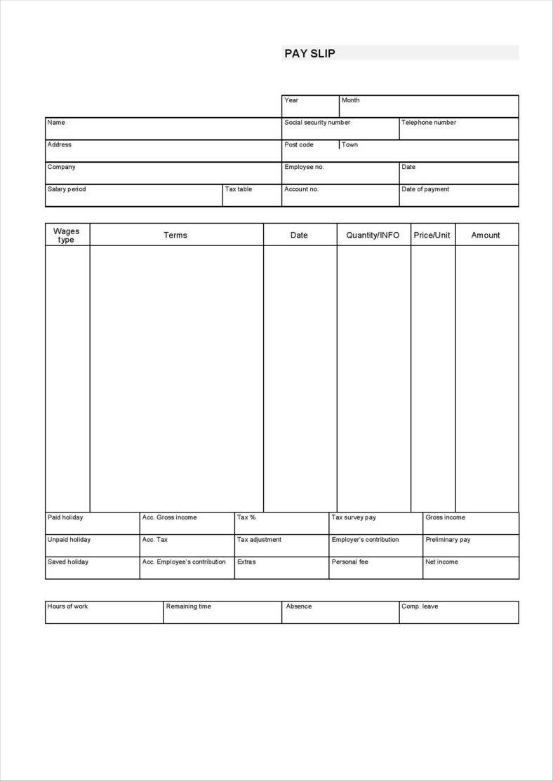 Printable Blank Pay Stubs Template Templates Printable Download
