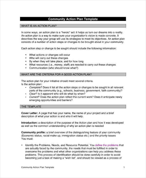 13 Community Action Plan Templates PDF Word