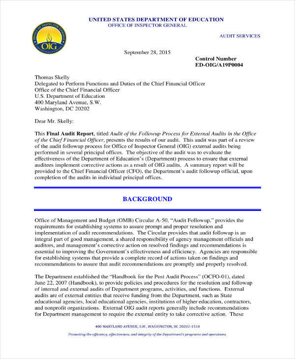 11+ Monthly Audit Report Templates - PDF