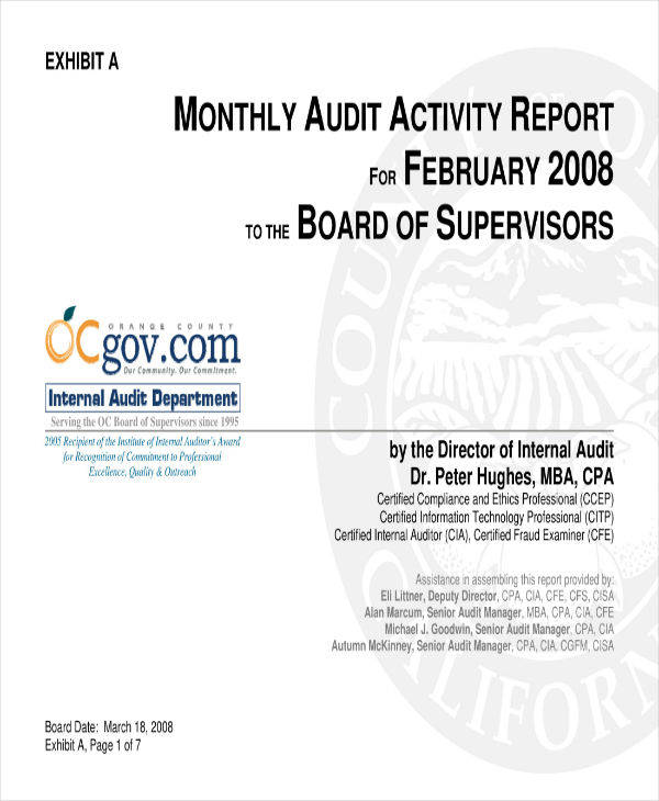 11+ Monthly Audit Report Templates - PDF