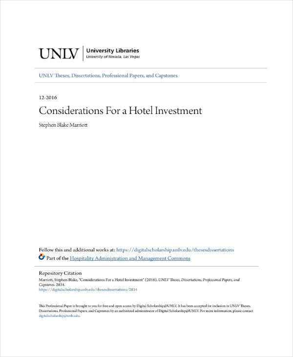 6+ Hotel Investment Proposal Templates - PDF, Word