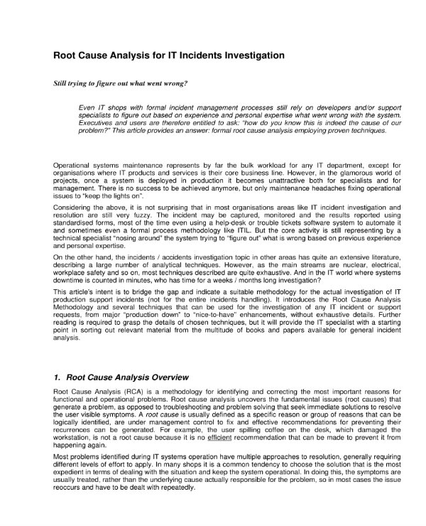 8 Incident Root Cause Analysis Templates PDF Word Apple Pages