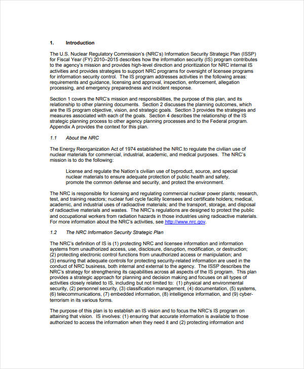 8 Security Strategic Plan Templates PDF Word