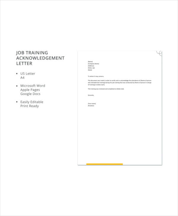 Training Acknowledgement Letter Templates - 14+ Free Word, PDF Format ...