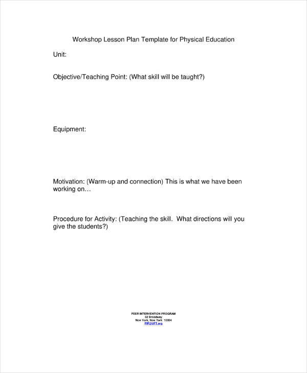 7+ Physical Education Lesson Plan Templates - PDF, Word