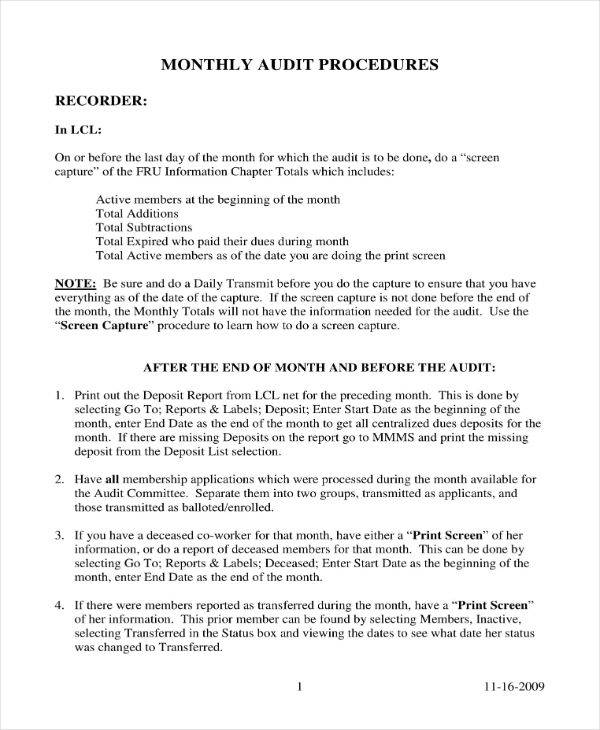 11+ Monthly Audit Report Templates - PDF