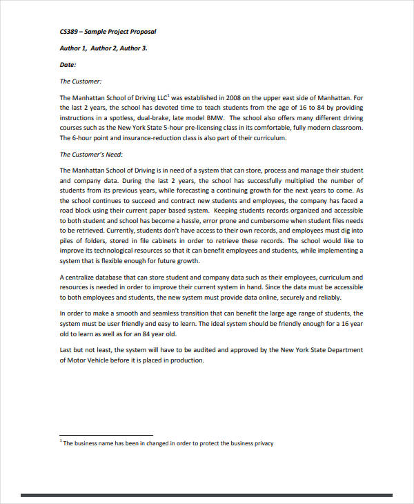 9 School Project Proposal Templates PDF Word