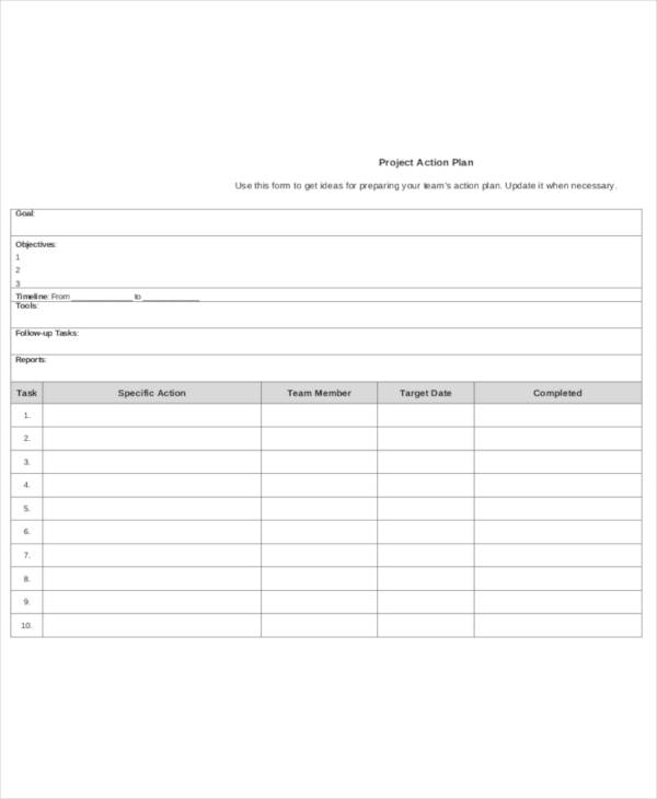 8+ Project Action Plan Templates - PDF, Word, Apple Pages